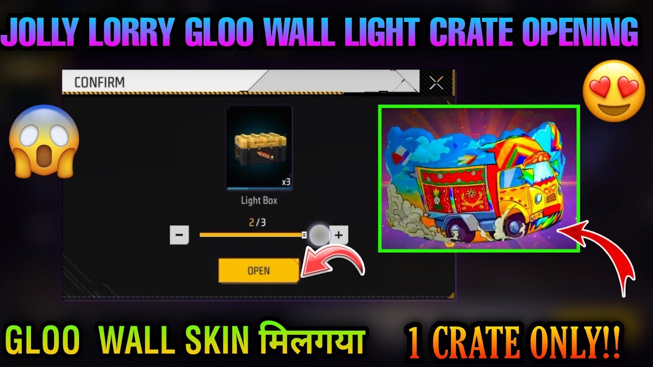 LIGHT CRATE OPENING/GLOO WALL CRATE OPENING FREE FIRE/HOW TO GET JOLLY ...