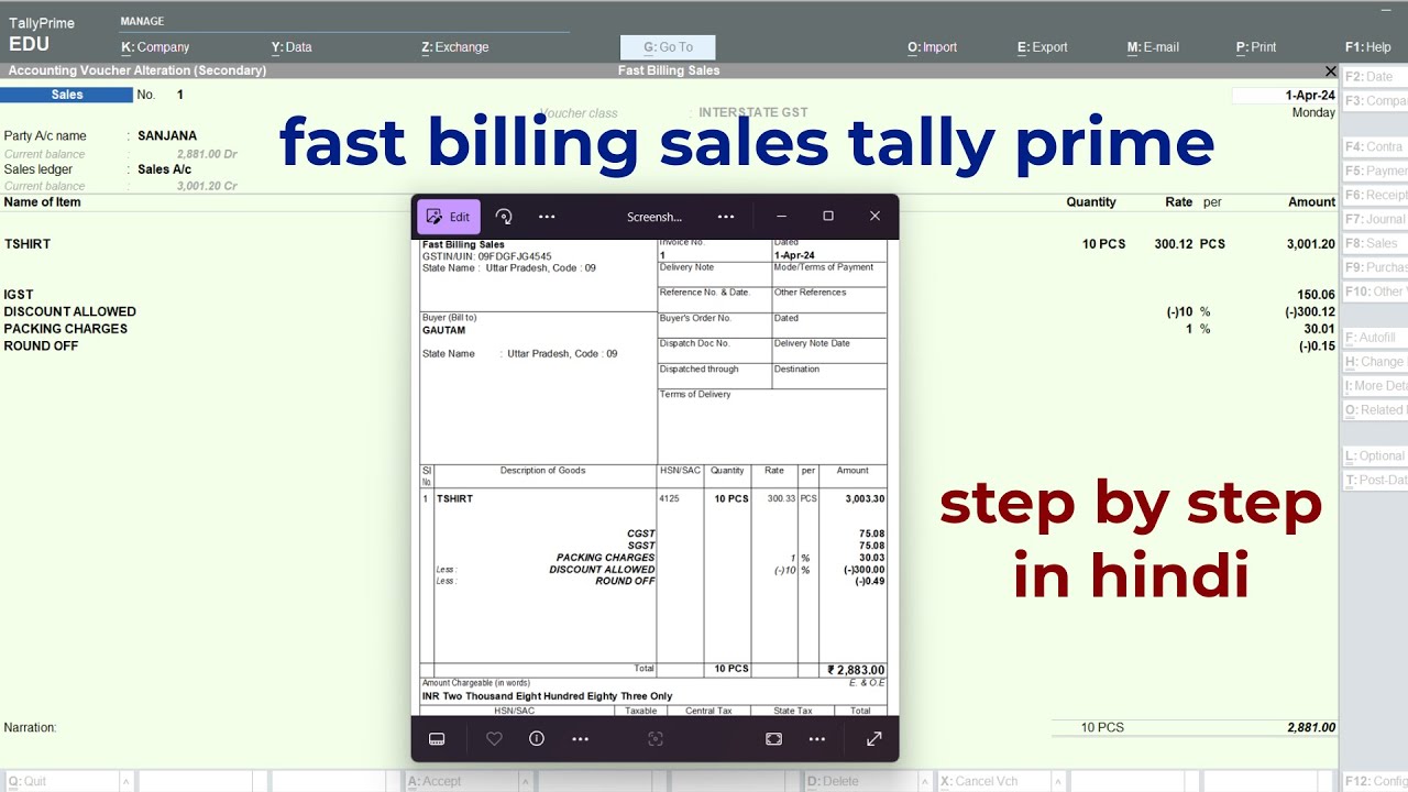 tally prime me fast invoice sales and purchase step by step #account # ...