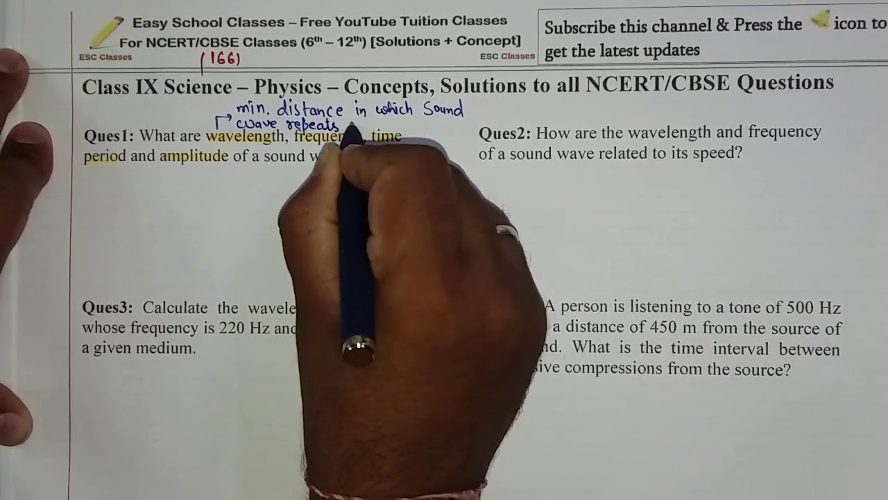 Chapter 12 : SOUND - Class 9 Physics - NCERT Page 166 Exercise Question ...