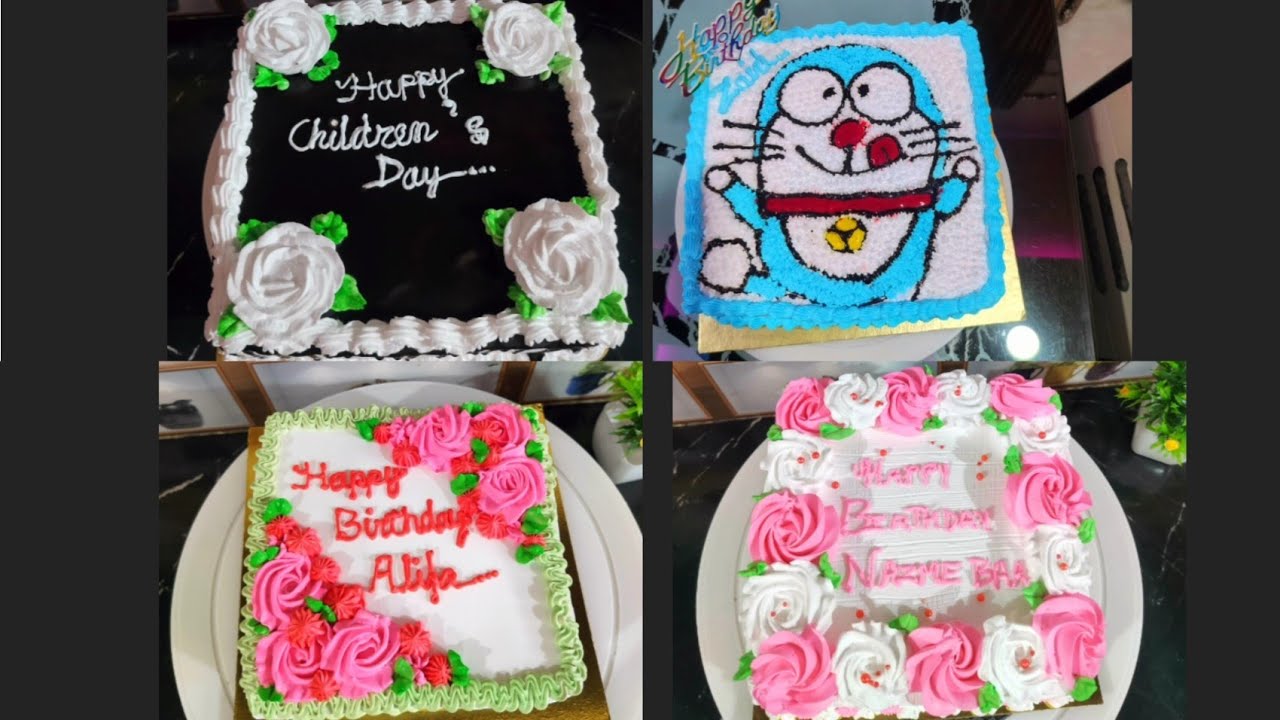 Four square new design cake |top video | birthday cake |for beginners ...
