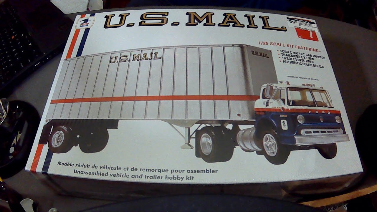 AMT 1/25 Ford C-900 COE Tilt-cab and Trailer Unboxing, Review and ...