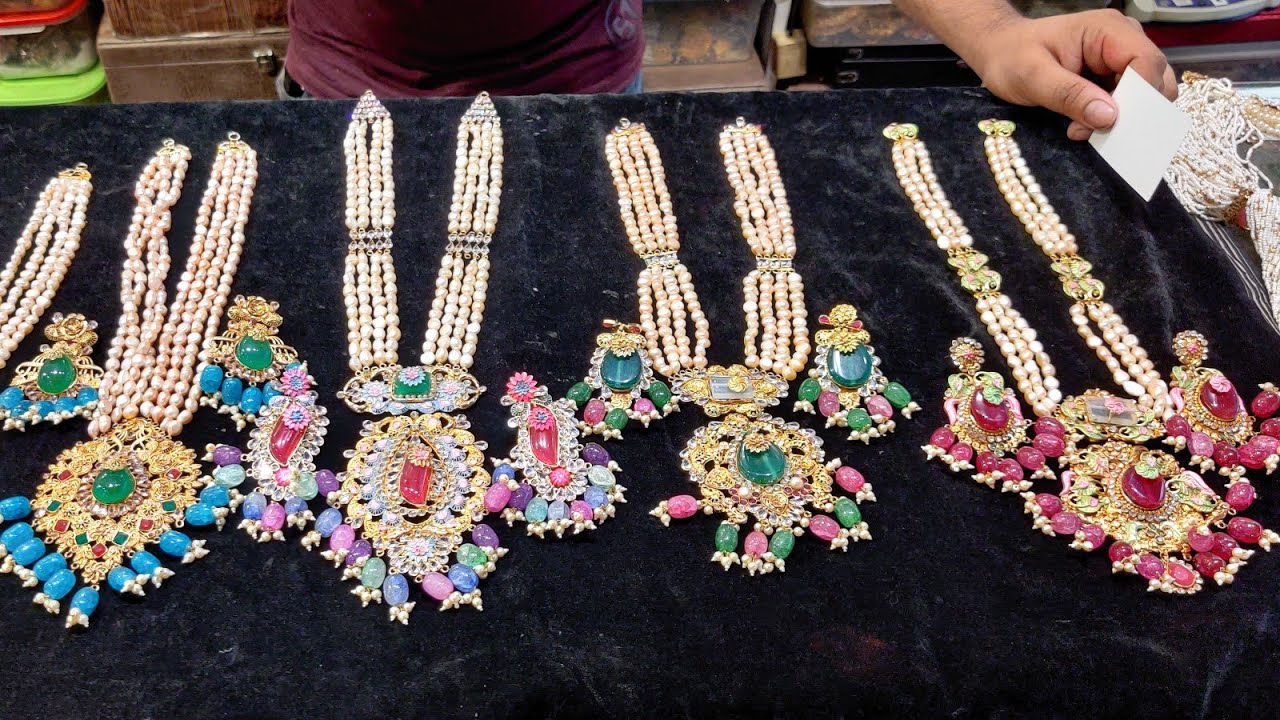 New designer akik stone long sita collection with real mukta stone ...