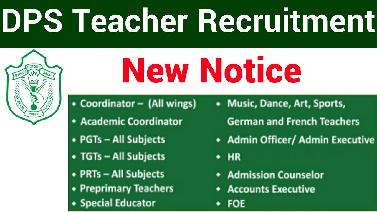 DPS TEACHERS VACANCY 2022 II ALL SUBJECTS PGT TGT PRT NTT & OTHERS II ...