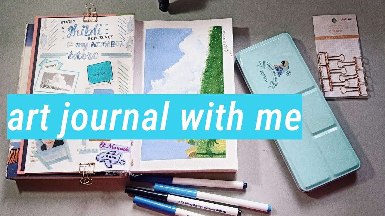📜 art journal with me // sky blue themed journal - YouTube