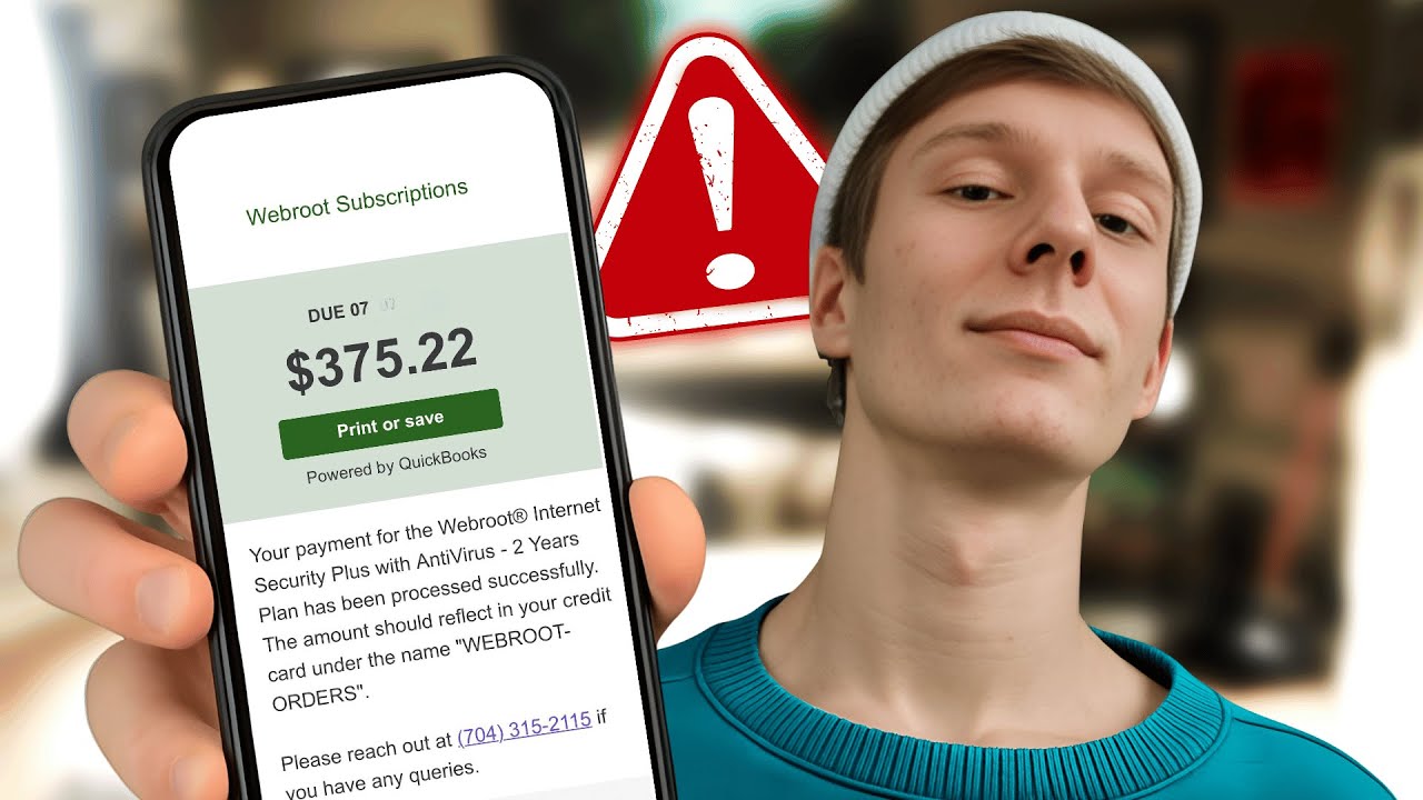 Webroot Scam Email — Fake Renewal Charge Warning! - YouTube
