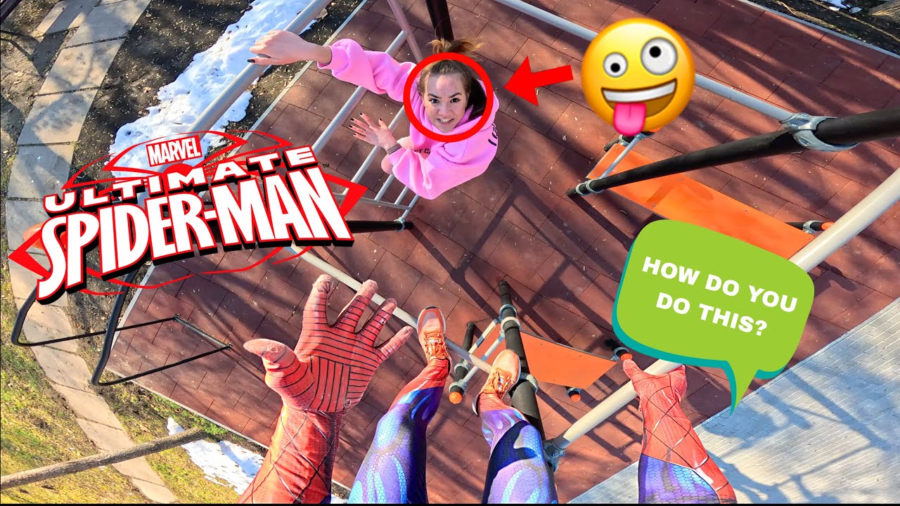 SPIDER-MAN ESCAPING CRAZY TELEPORTING GIRL IN REAL LIFE (Teleporting ...