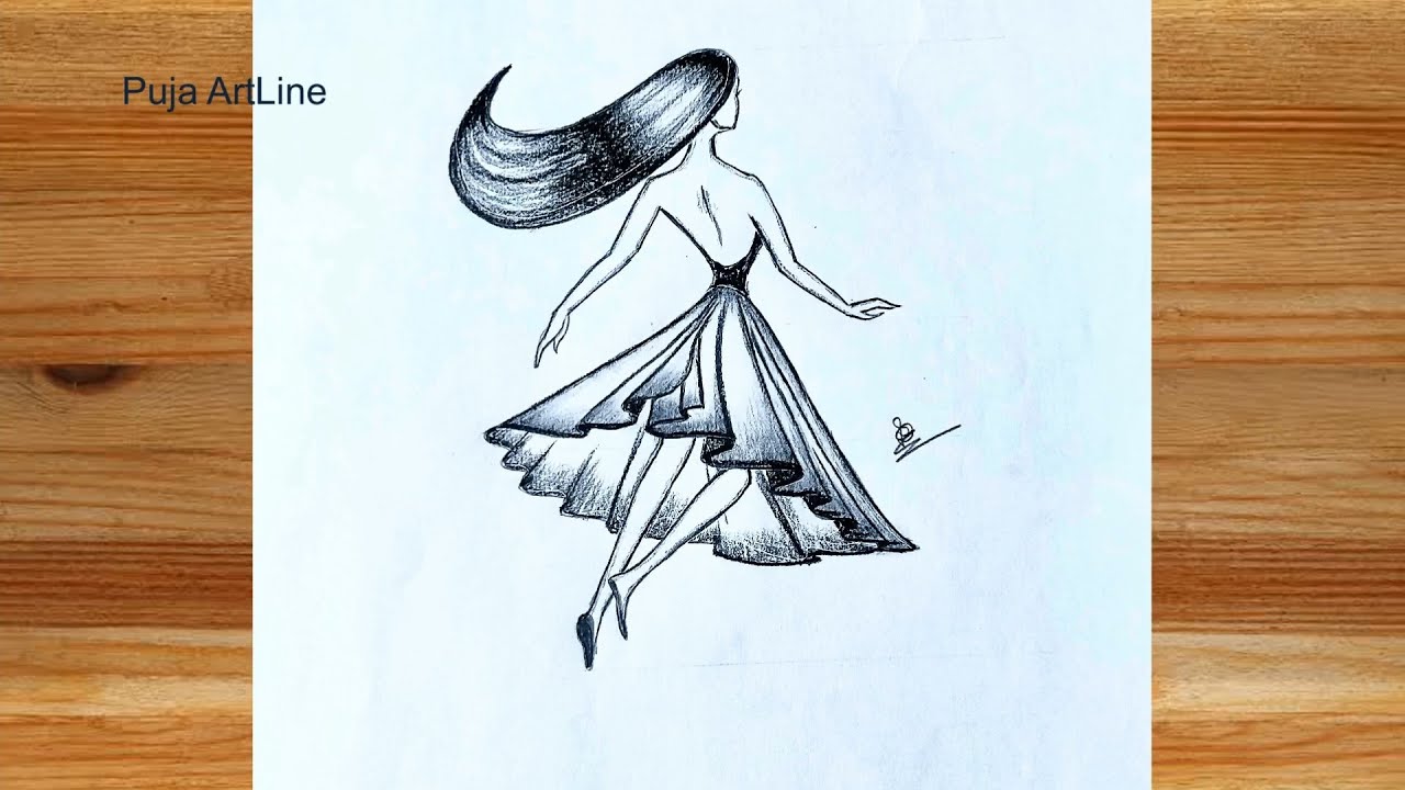 girl dancing drawing/Girl drawing/summer girl drawing - Easy way & step ...