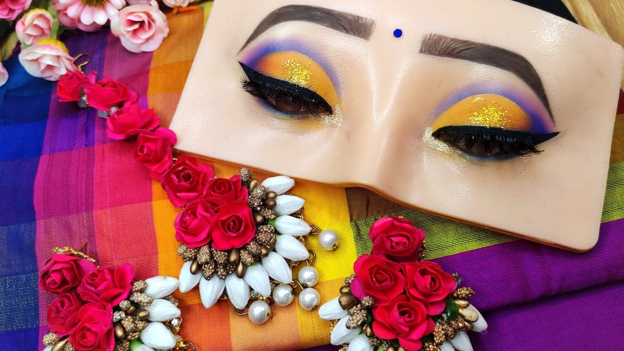 Haldi makeup tutorial,,makeup tutorial for beginners,,flower jewellery ...