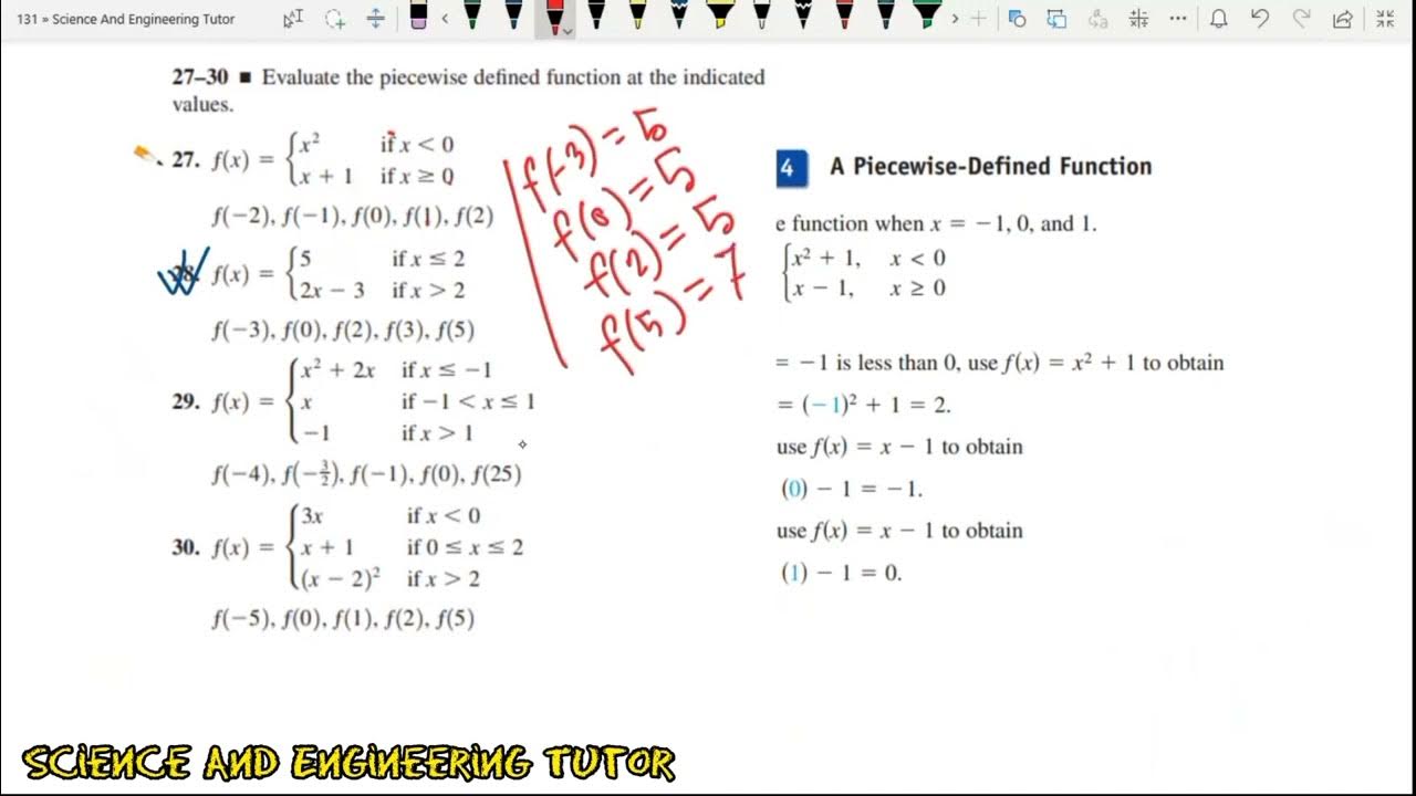 A Piecewise Defined Function : Evaluate the Piecewise defined function ...