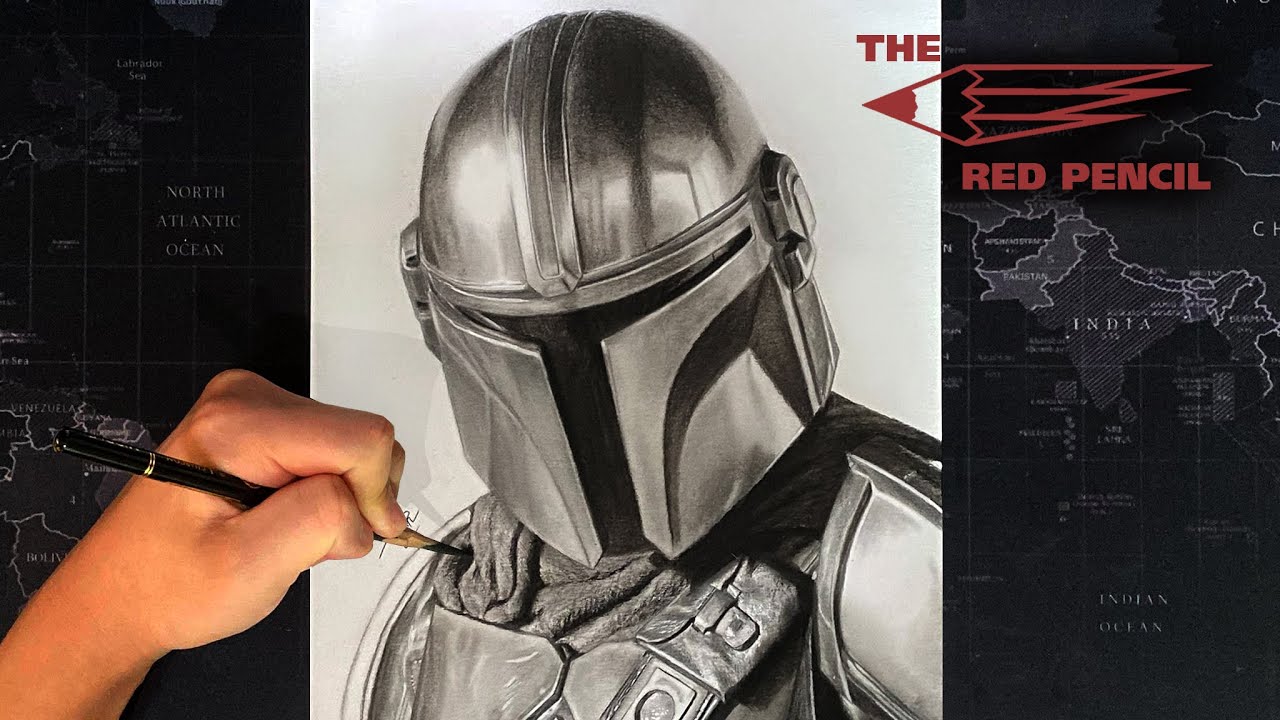 Drawing the Mandalorian - Din Djarin - Mando | theredpencilart - YouTube