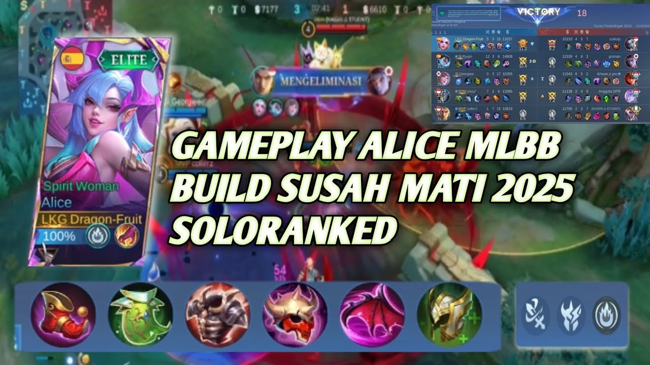 GAMEPLAY ALICE MLBB 2025 BUILD SUSAH MATI SOLORANKED - YouTube