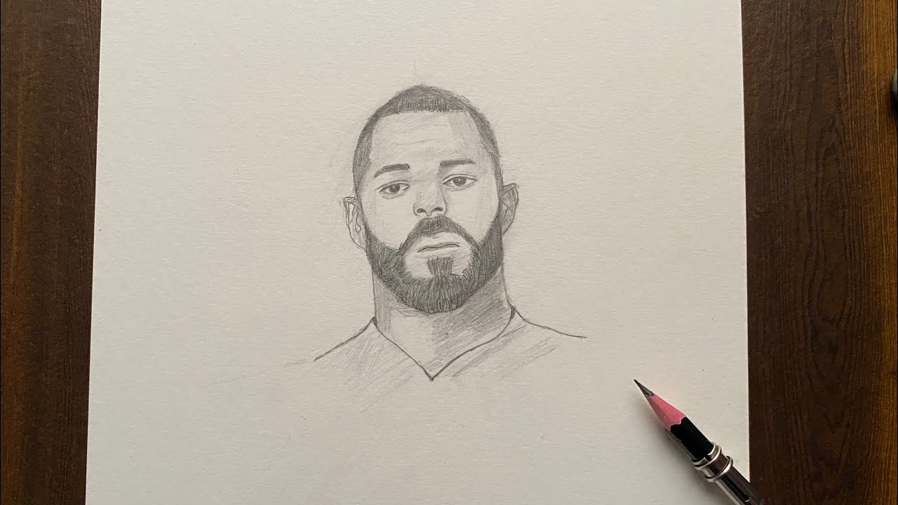 Drawing Karim Benzema Pencil Sketch - YouTube