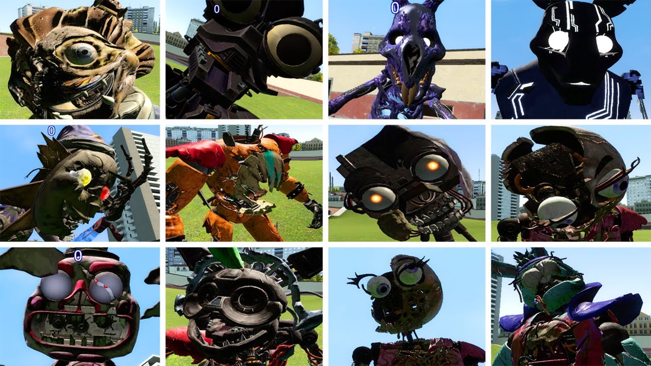 NEW RUIN DLC ANIMATRONICS AND ALL FNAF SECURITY BREACH ANIMATRONICS ALL ...