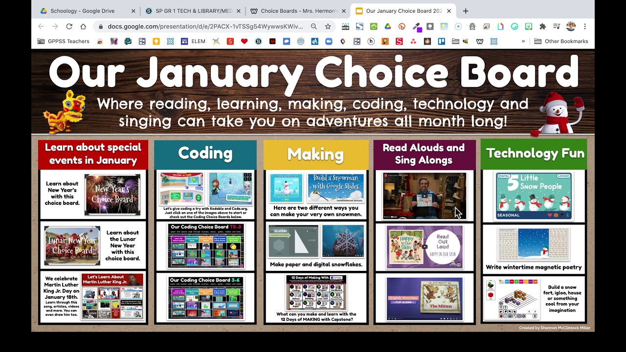 January Choice Board - YouTube