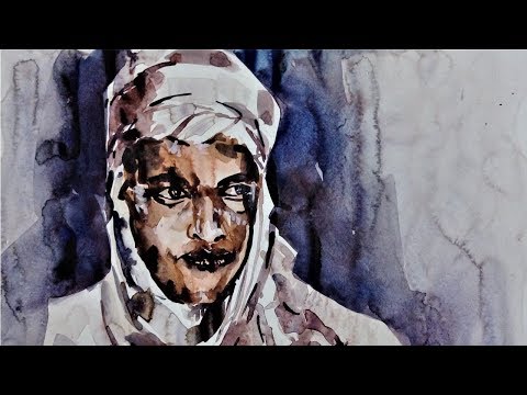 Drawing a WODAABE tribal of Chad | Drawing a tribal | Watercolor portrait drawing