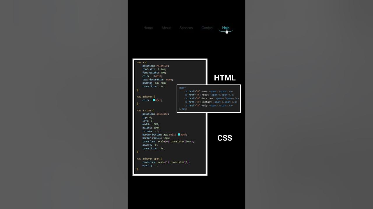 #02 Menu hover effect using HTML and CSS #html #css #shorts - YouTube