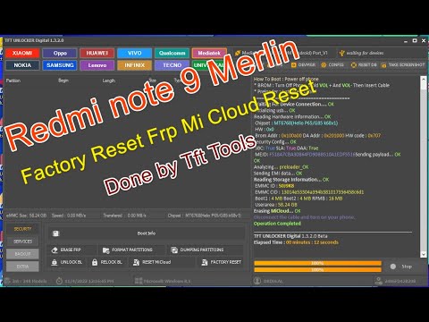 Redmi note 9 Merlin Factory Reset Frp Mi Cloud Reset Done by Tft Tools ...