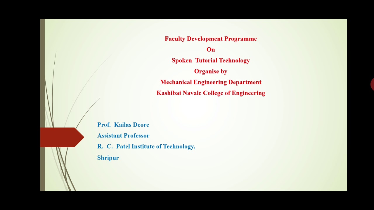 Feedback to spoken tutorial FDP - YouTube