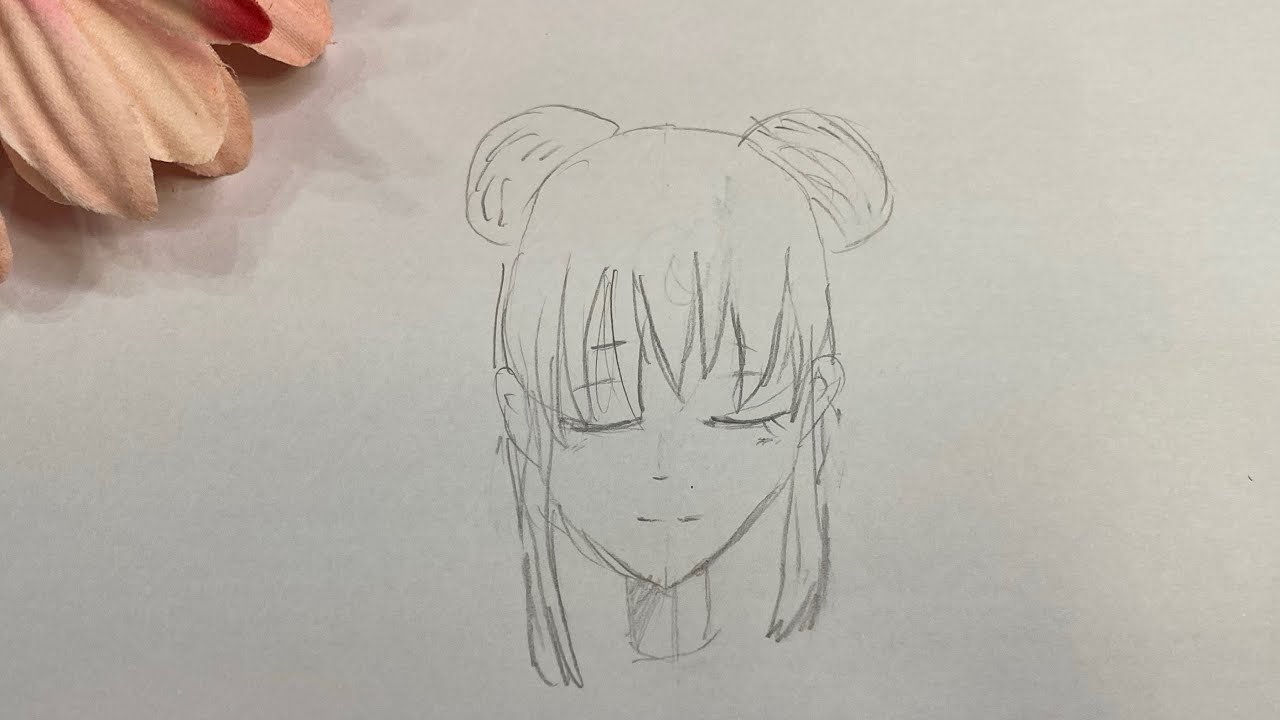 Cute anime drawing with space buns/how to draw/anime - YouTube