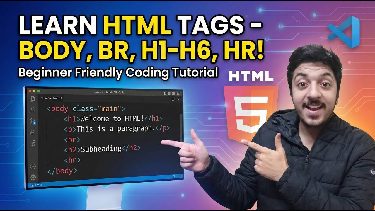 Learn HTML Tags: body + Attributes, br, Headings & hr | Full Tutorial ...