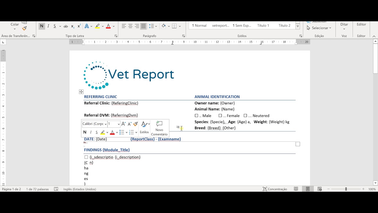 Vet Report - Report format, Word Templates - YouTube