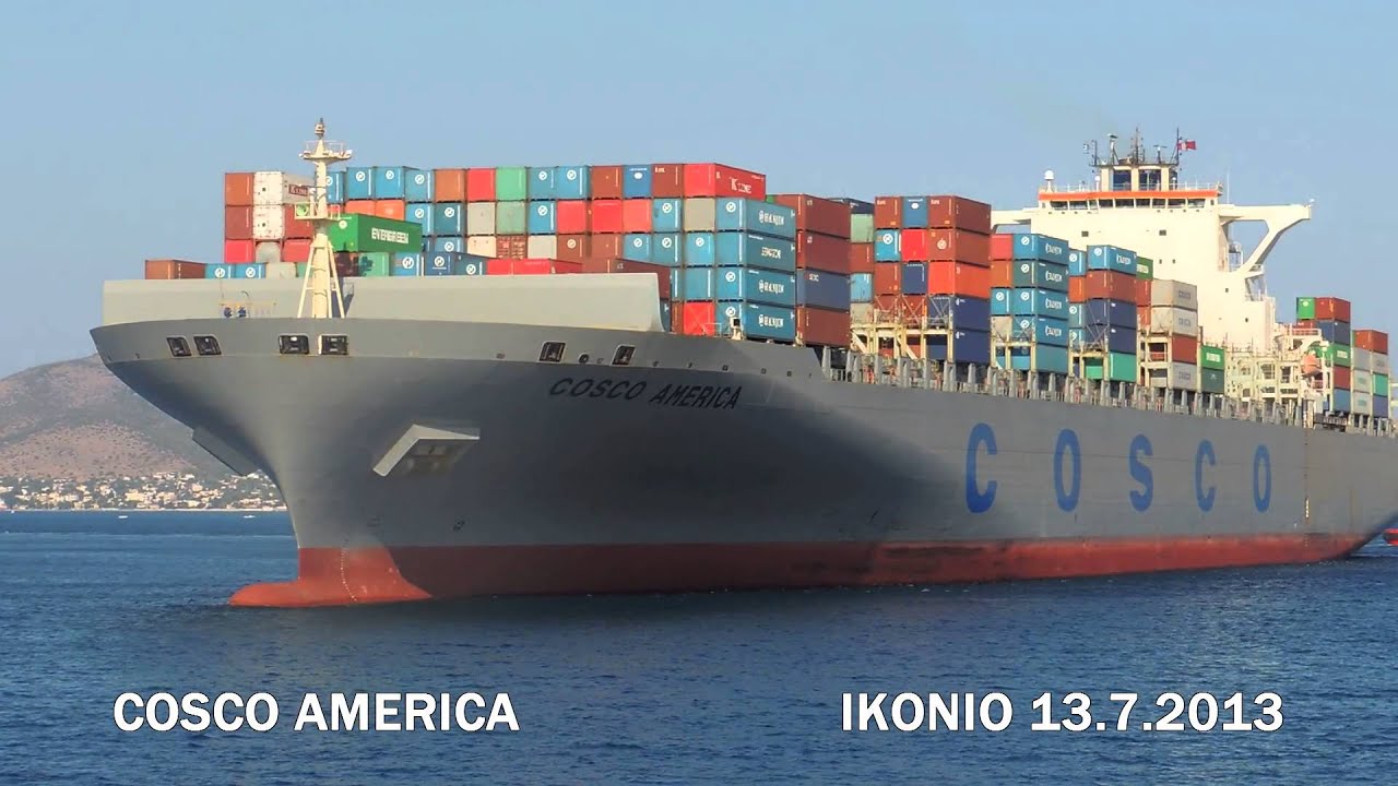 COSCO AMERICA departure from Piraeus Container terminal - YouTube