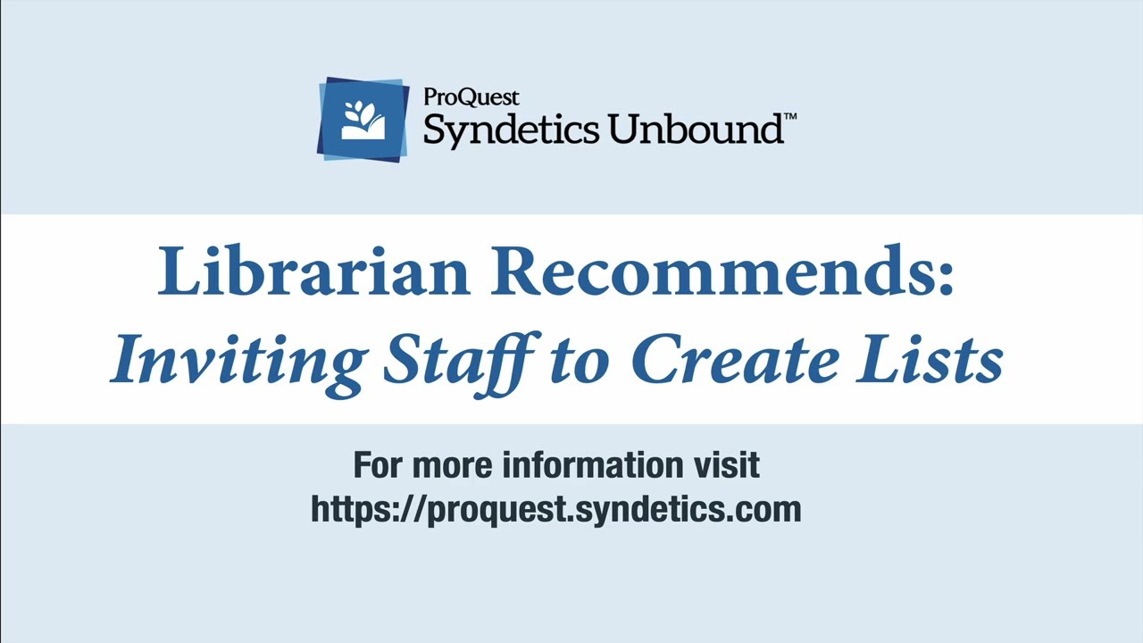 Librarian Recommends: Inviting Staff to Create Lists - YouTube