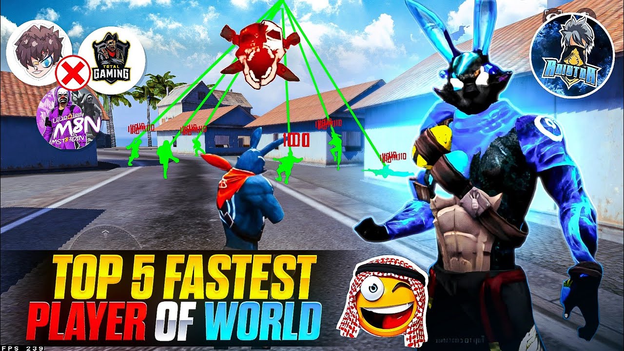 TOP 5 FASTEST PLAYER OF FREE FIRE⚡⚡- MOST DANGEROUS PLAYERS OF FREE ...