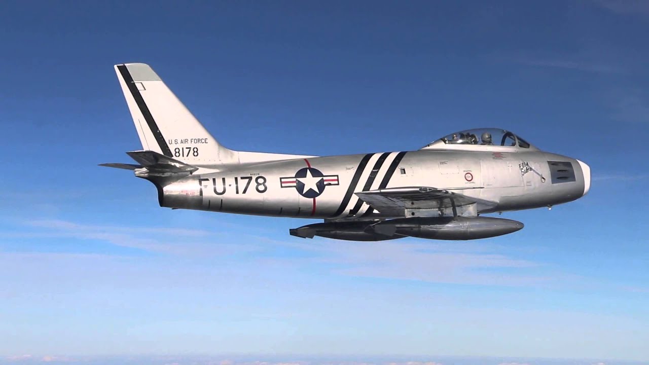 F-86A Sabre Jet 48-178 first flights in USA since 1991 - YouTube