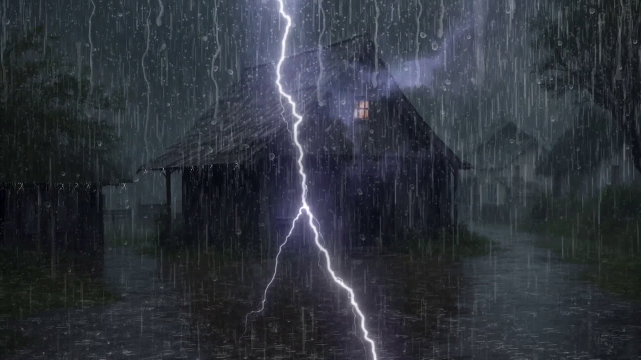 Heavy Stormy Night to SLEEP INSTANTLY | Strong Rainstorm on Tin Roof ...