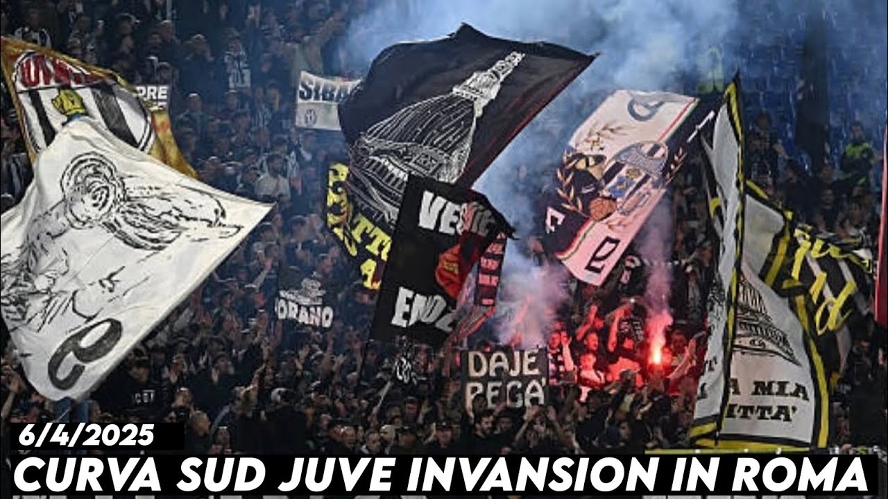 CURVA SUD JUVE INVANSION IN ROMA || AS Roma vs Juventus 6/4/2025 - YouTube