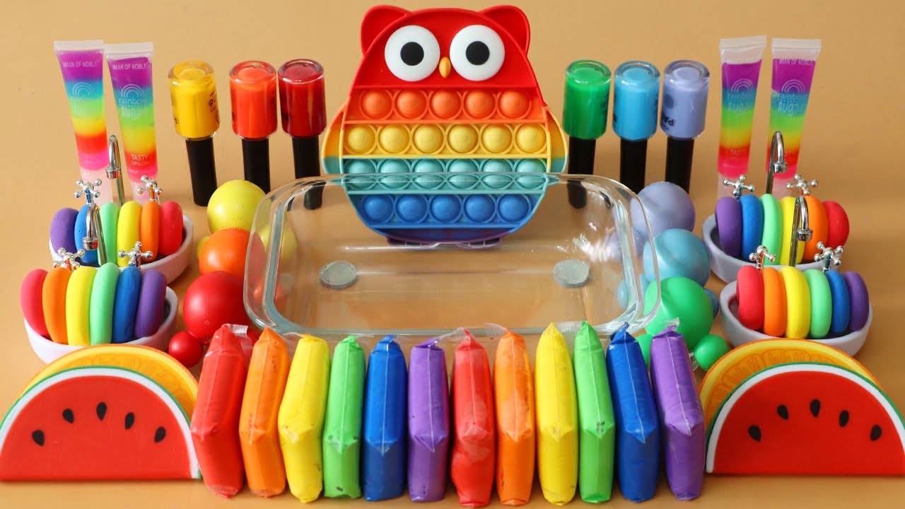 Mixing”Rainbow Owl” Eyeshadow and Makeup,parts,glitter Into Slime ...