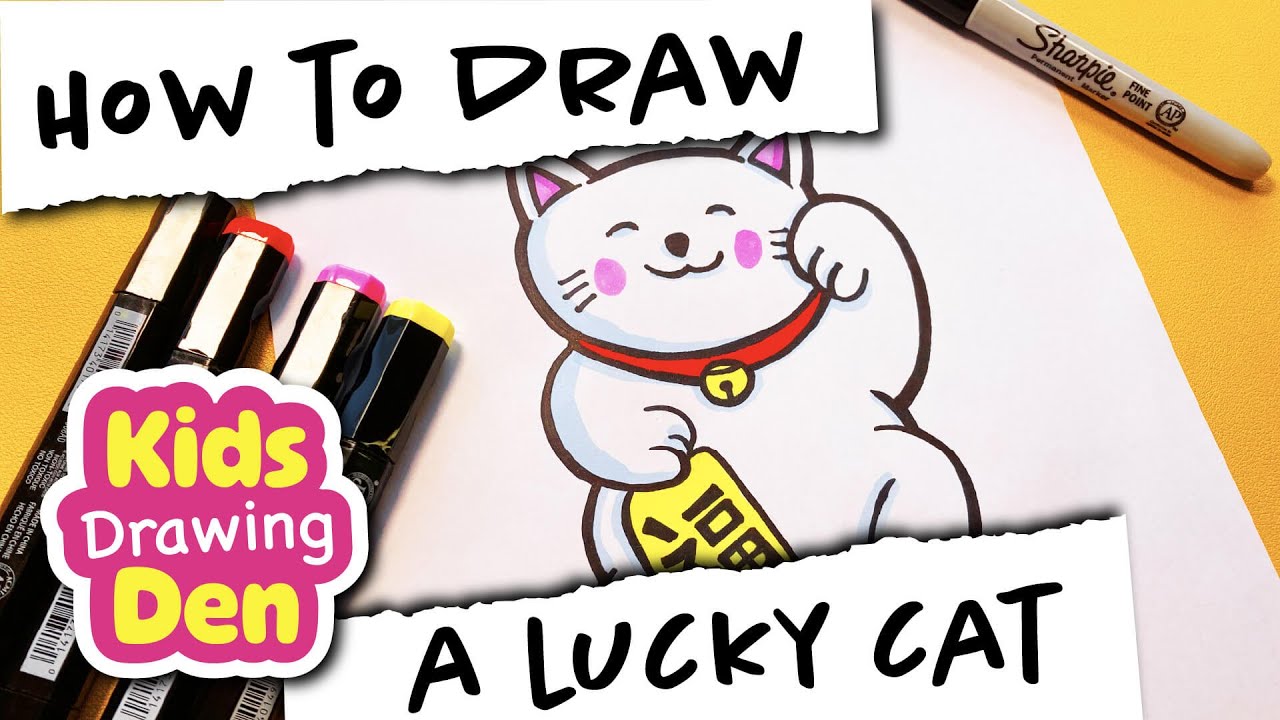 How to Draw a Lucky Cat 🐱 | Easy Drawing for Kids! - YouTube