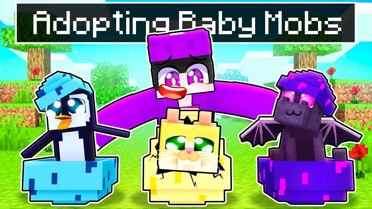 Adopted BABY MOB FAMILY in Minecraft! - YouTube