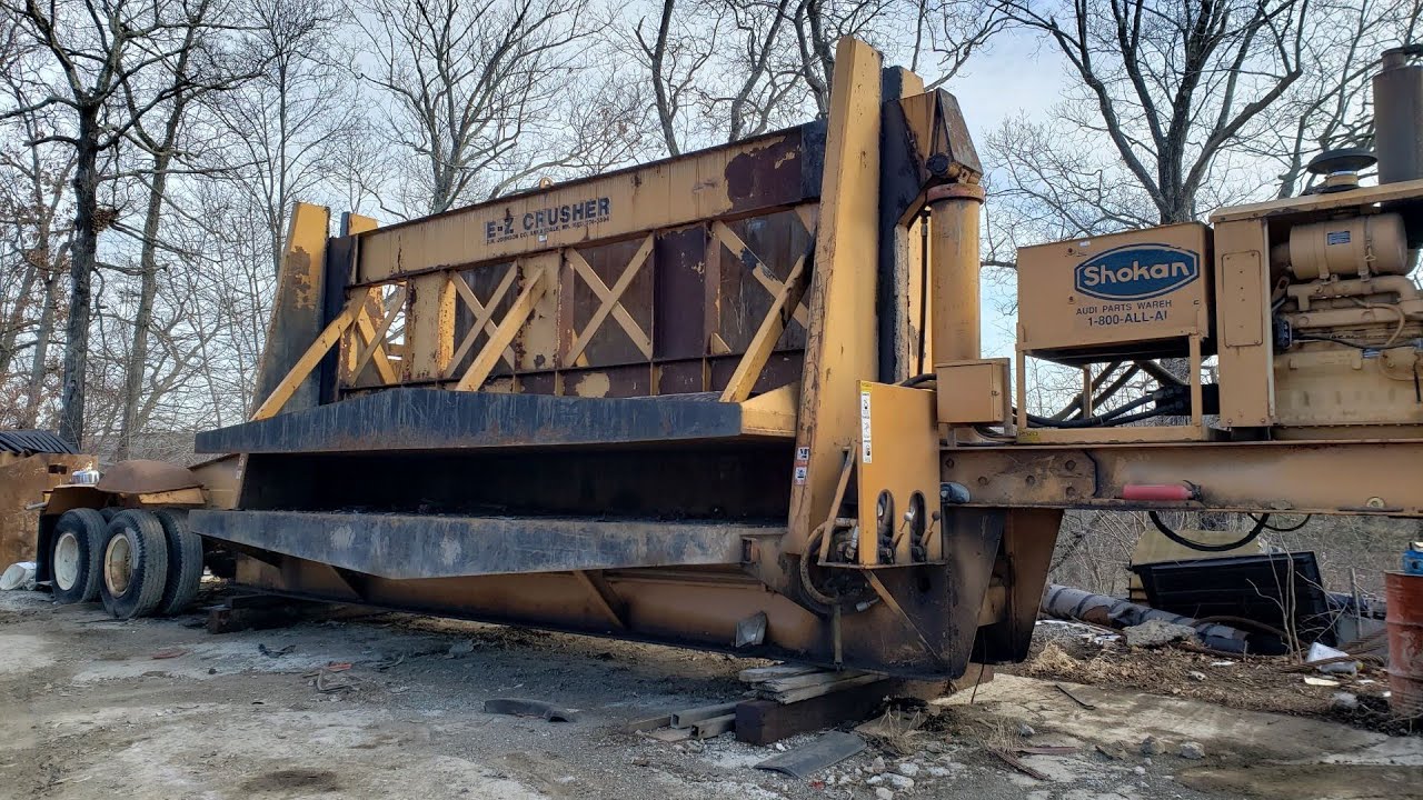 1993 E-Z Crusher Model A+ Crushing Cars and Walkaround - YouTube