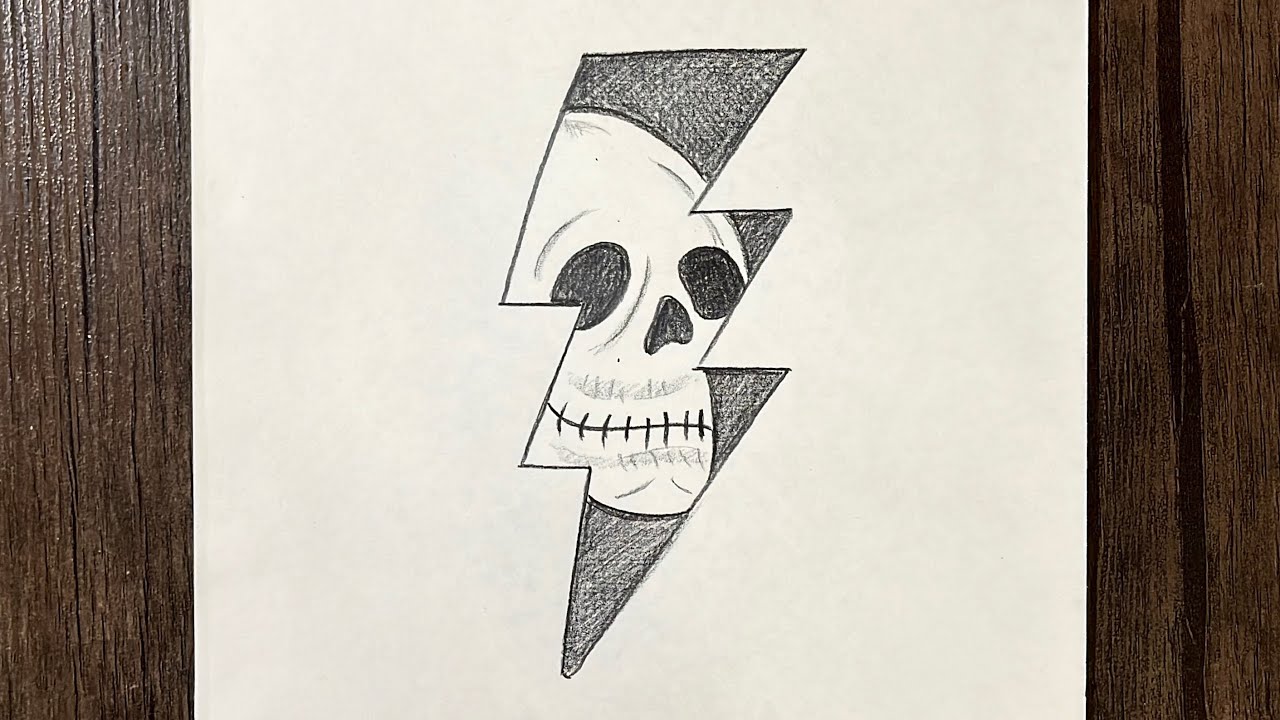 How to draw a skull in a firelight | pencil drawing idea for Halloween ...