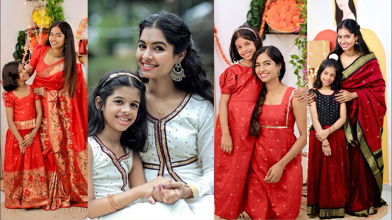 6 Mom daughter matching outfits|Matching outfits ideas for Onam | Onam ...