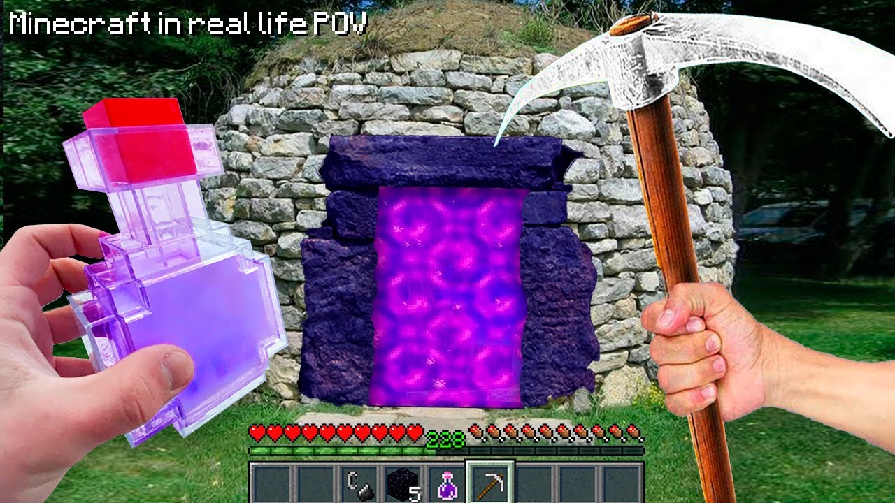 Minecraft in Real Life POV | Realistic Nether Portal Texture Pack - YouTube