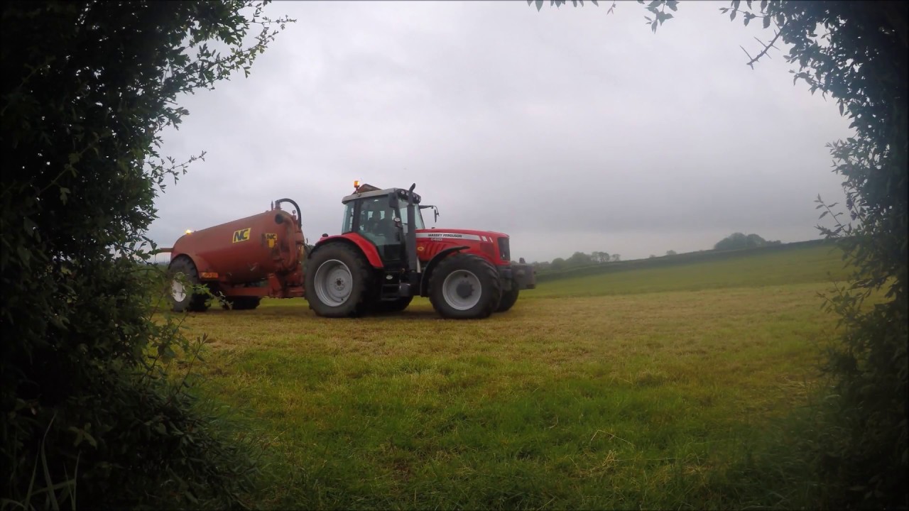 June 2017 | spreading slurry | massey ferguson 6480 - YouTube