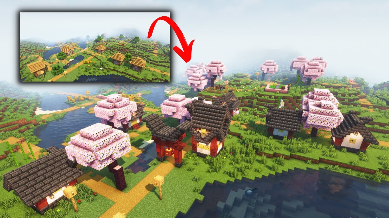 MINECRAFT BUILDING A SIMPLE JAPANESE VILLAGE 1.20 [CINEMATIC RELAXING ...