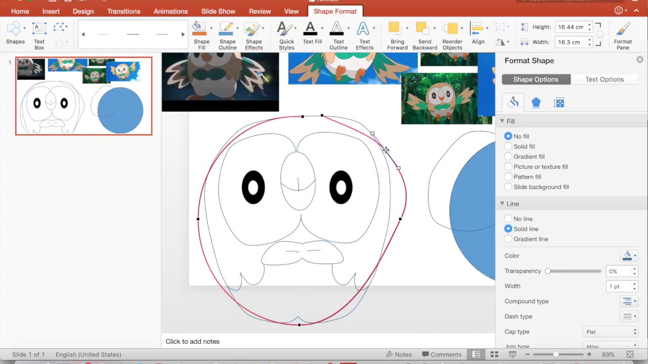 Drawing Pokémon Rowlet on Powerpoint - YouTube