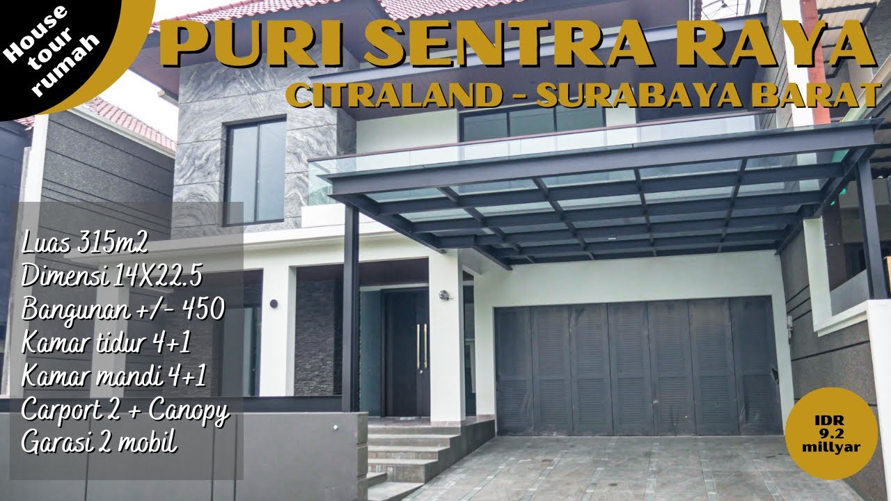 Rumah Tropis modern Citraland Surabaya Puri Sentra Raya dekat Radial ...