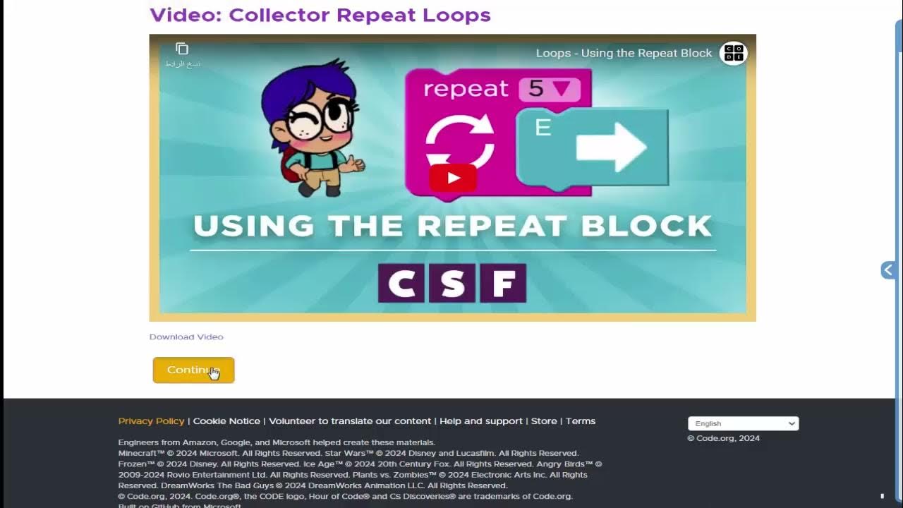 Lesson 7 Loops with Laurel كورس برمجة للأطفال من 5 سنوات | و موقع code.org شرح - YouTube