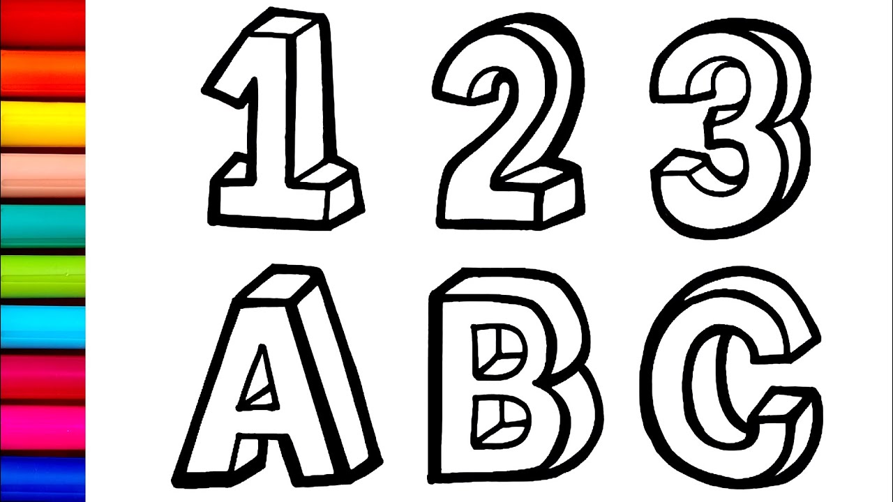 3D 123 and ABC Drawing | How to Draw 3D 123, ABC DRAWING - YouTube