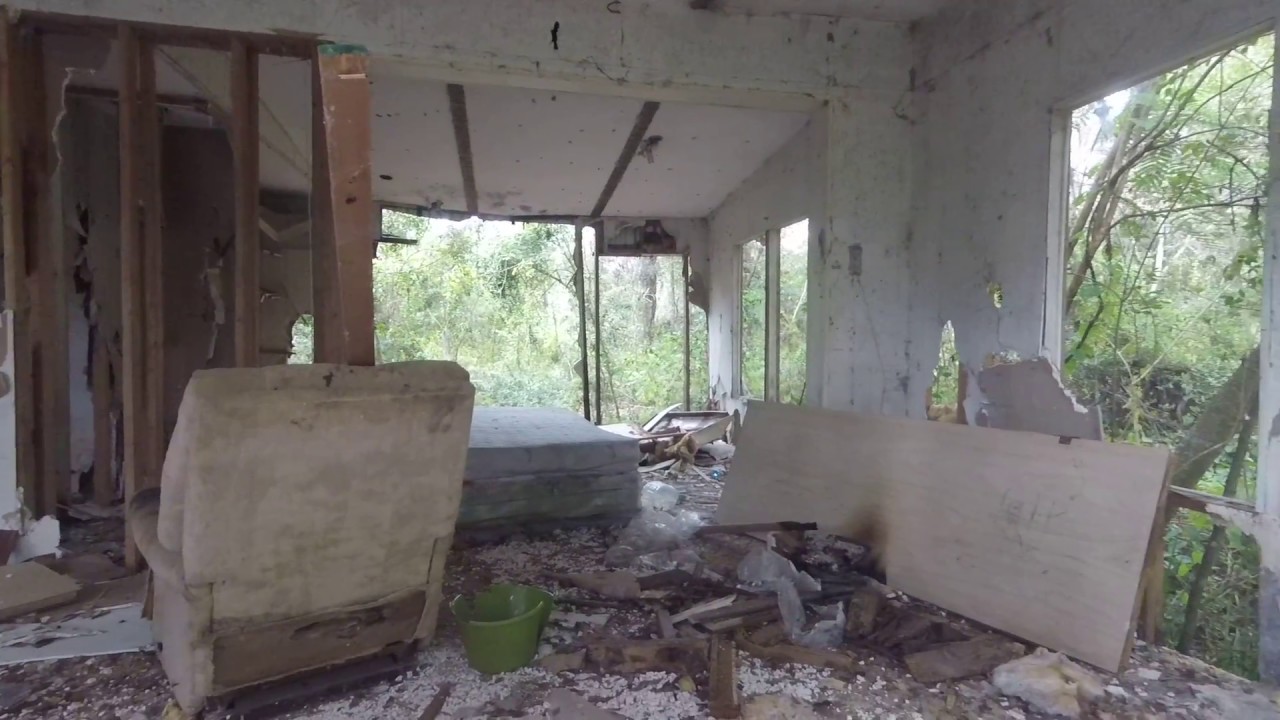 abandoned, totally trashed double wide homestead - YouTube