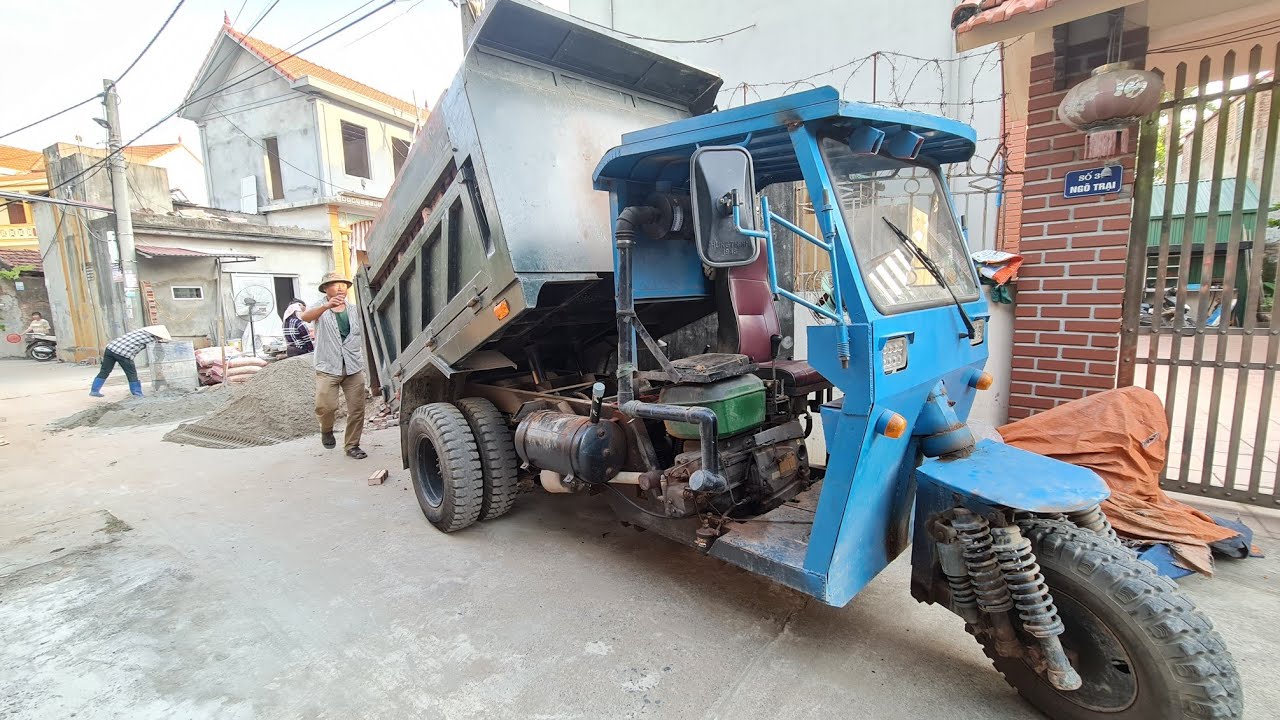 3 wheeler diy with wheel mounted bricks truck | Công nông chở gạch và ...