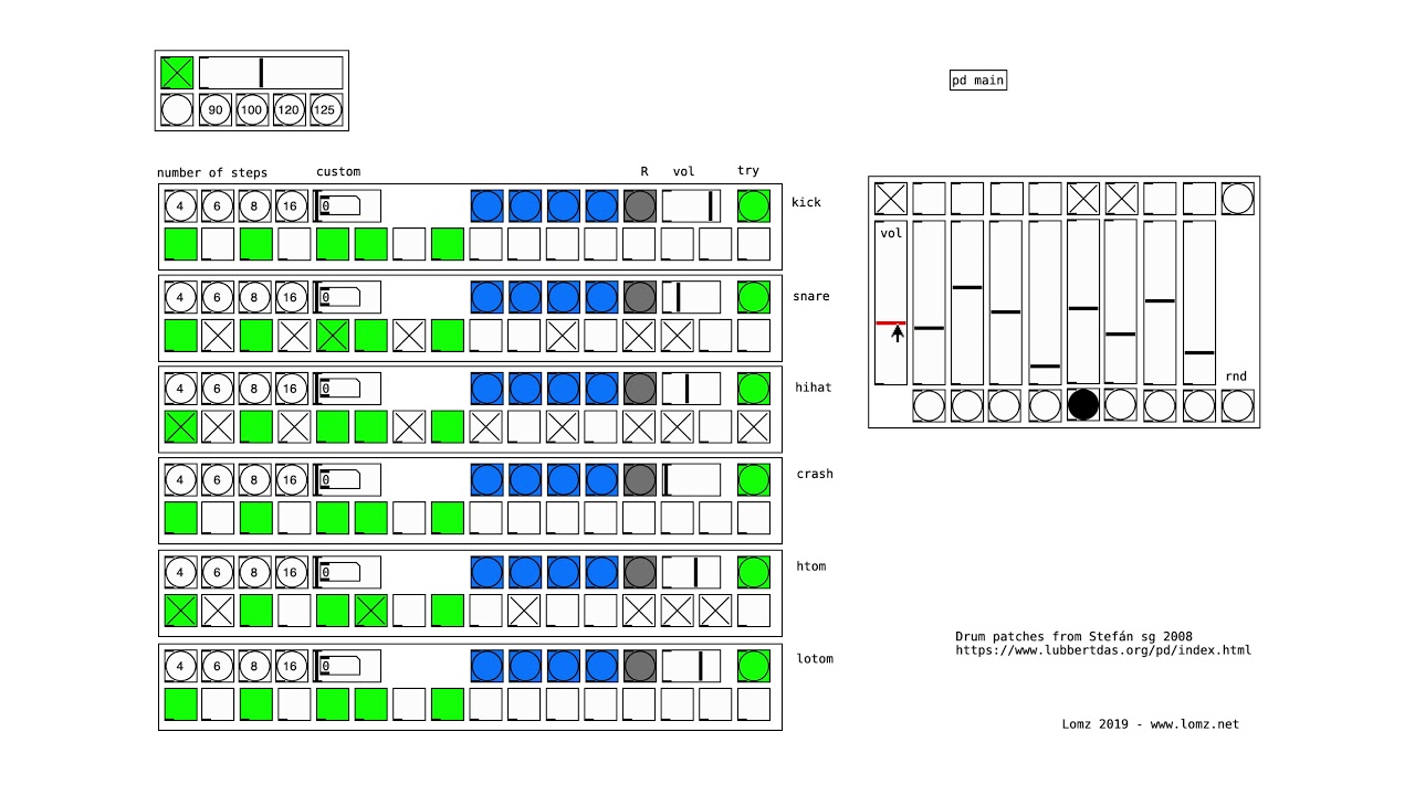 100 Pure Data experiment No.057 - Drum machine - YouTube