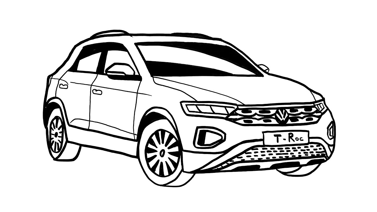 How To Draw A Volkswagen T-Roc - VW T-Roc Car Drawing - How to draw a ...