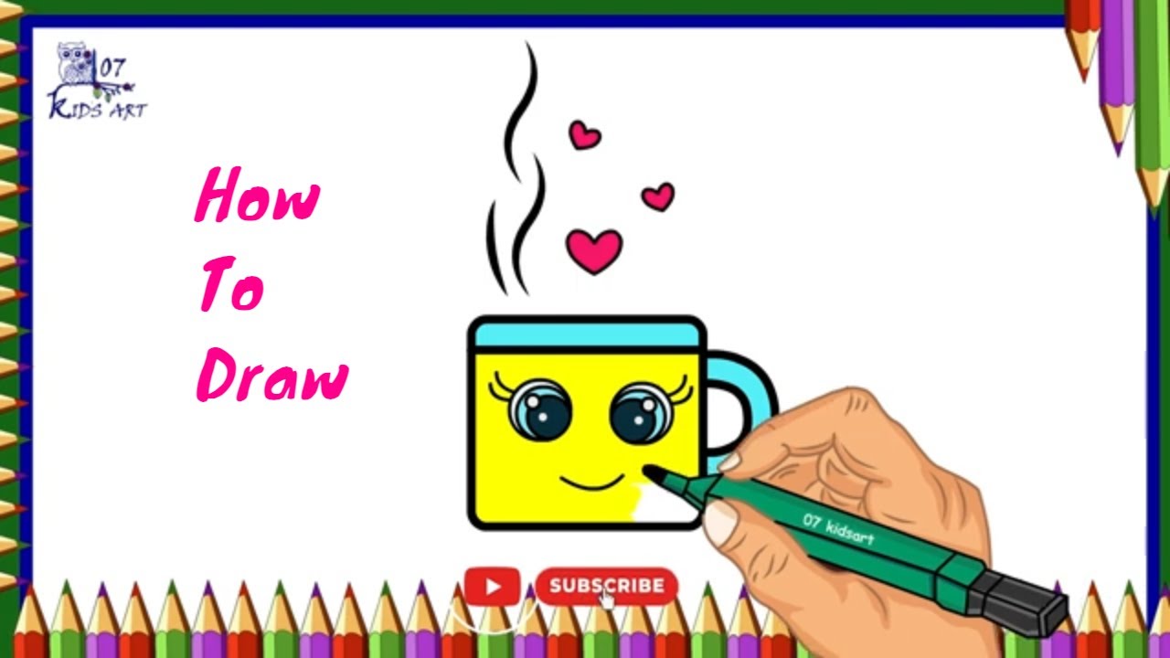 How To draw A Cute Cup Easy | Drawing For Kids & Toddlers | Cute ...