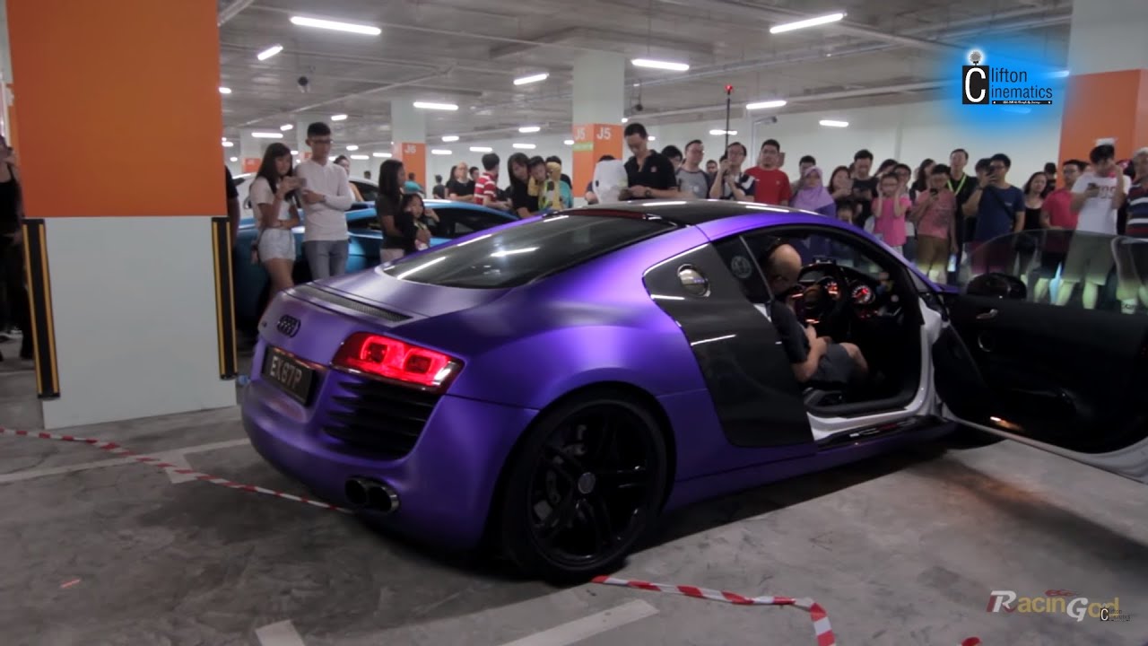 Stain Purple Audi R8 Rev With Small Sparks - YouTube